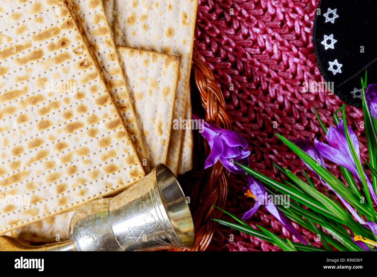 passover jewish matzoh bread holiday matzoth celebration Stock Photo ...