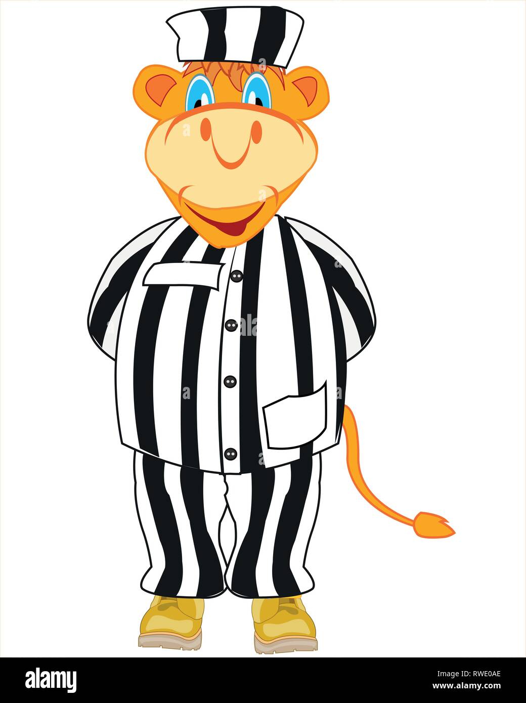 Comic illustration animal prisoner on white background is insulated ...