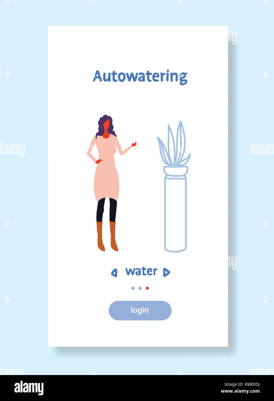 woman using auto watering application smart house technology system ...