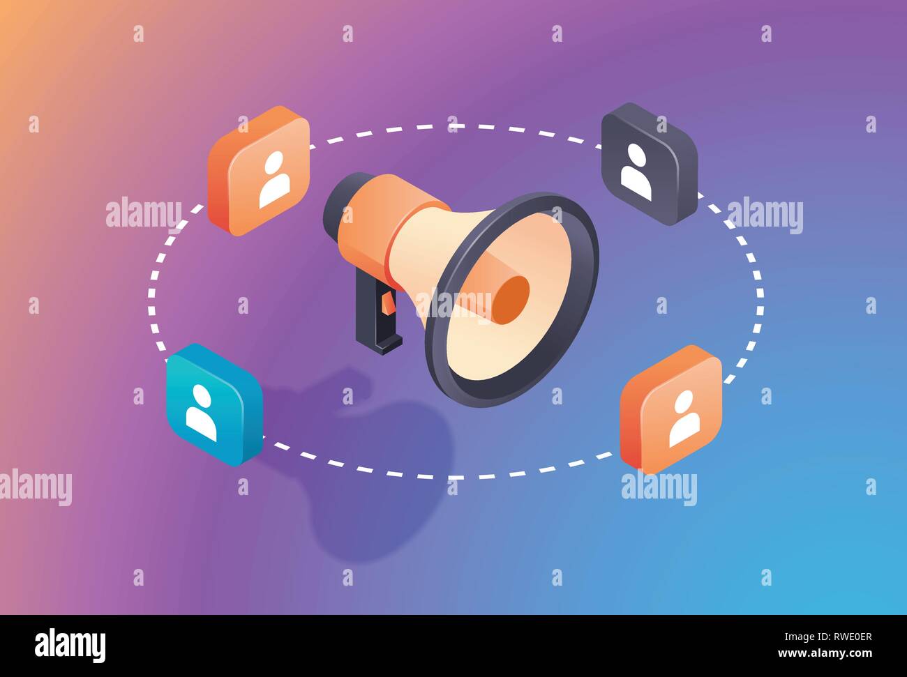 social media promotion digital marketing concept loudspeaker microphone ...