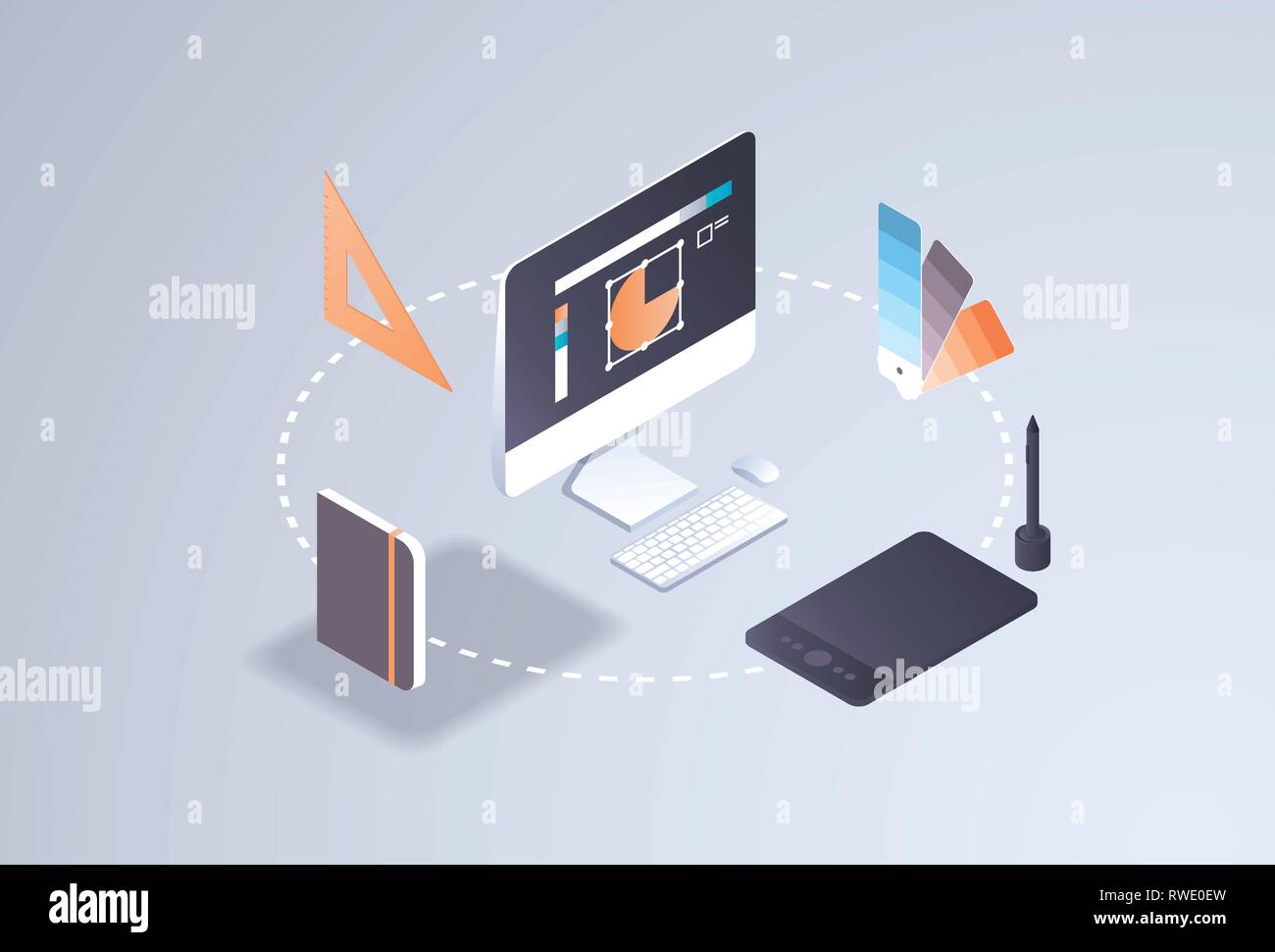creative graphic web design project concept computer monitor screen ...