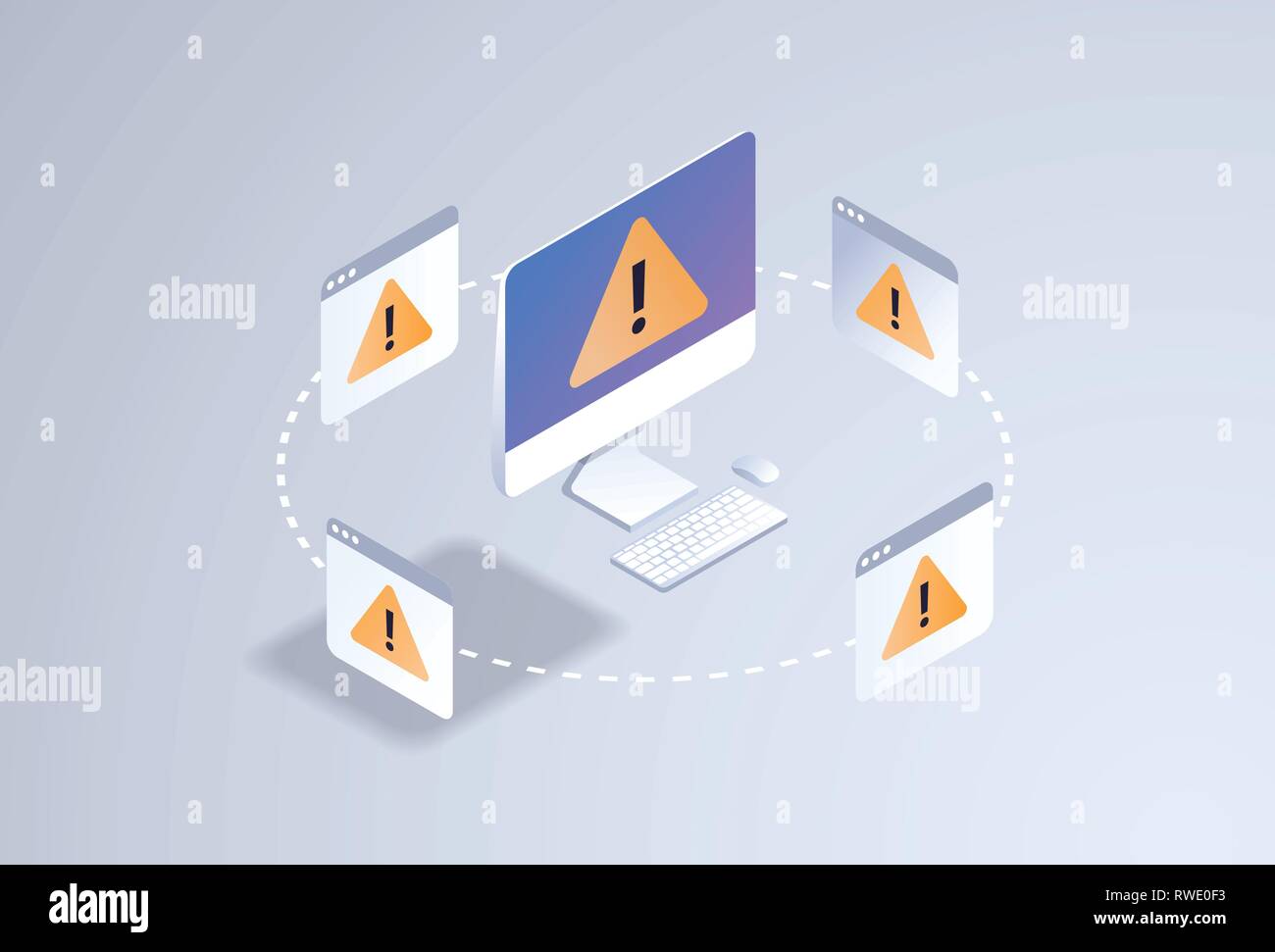 Problem Computer Application Software Error Concept 3d Isometric Technology Exclamation Mark