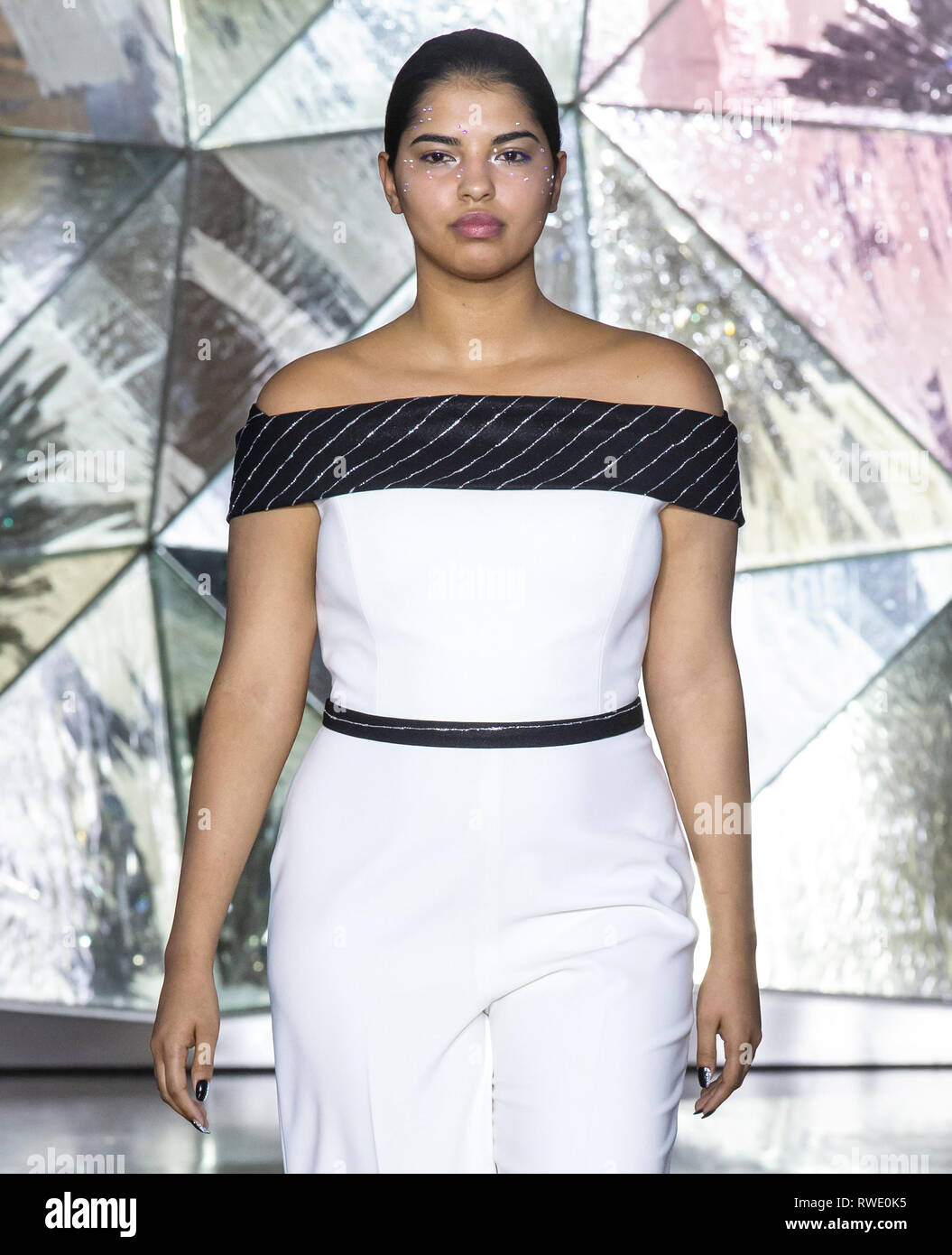 New York, New York - February 09, 2019: Ingrid Medeiros walks the ...