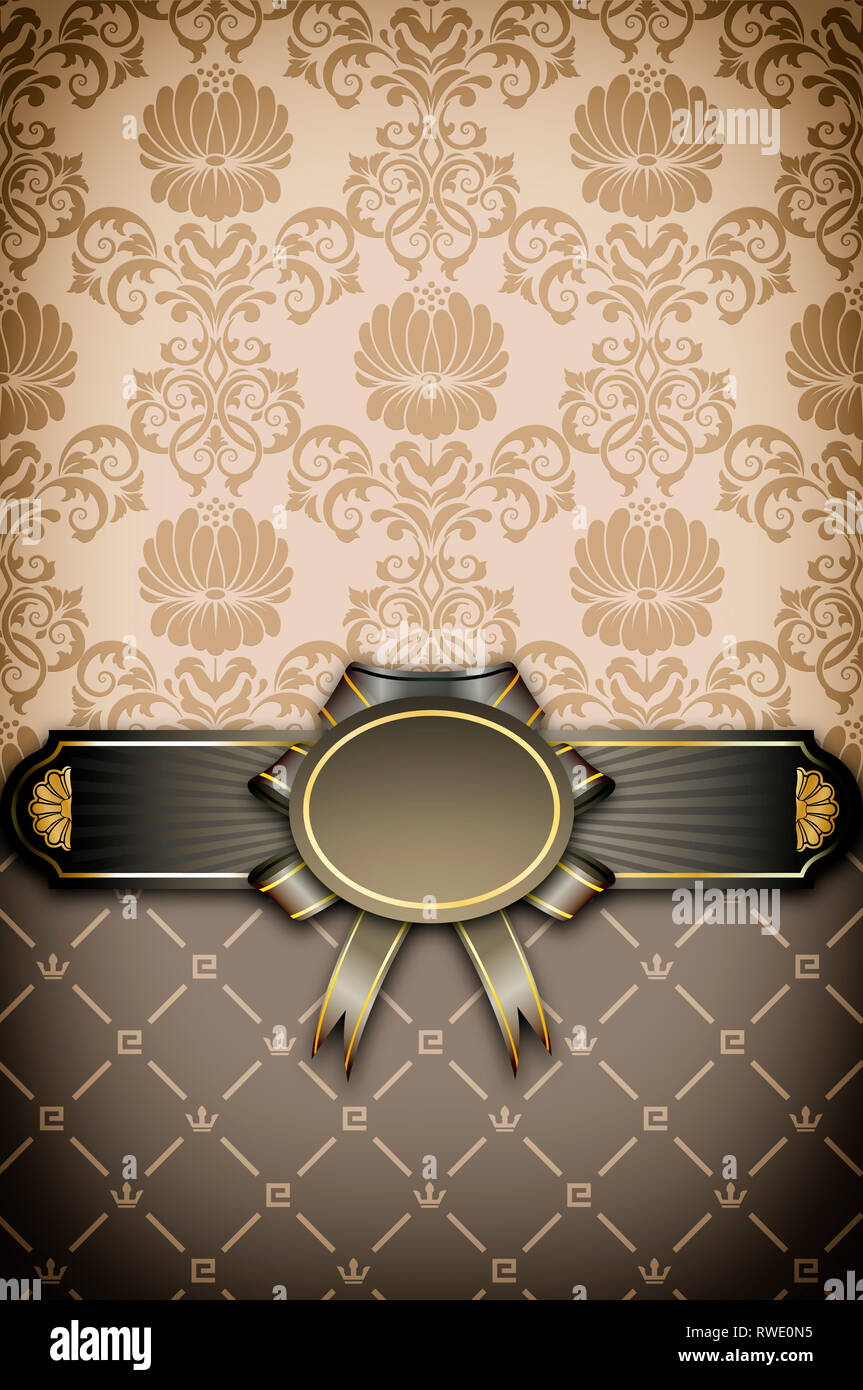 Decorative background with frame and floral patterns for greeting card ...