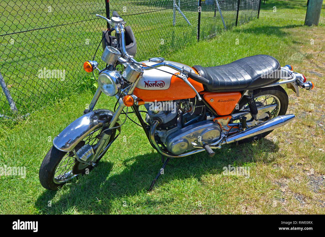 white and orange norton commando 750 classic motorbike Stock Photo - Alamy