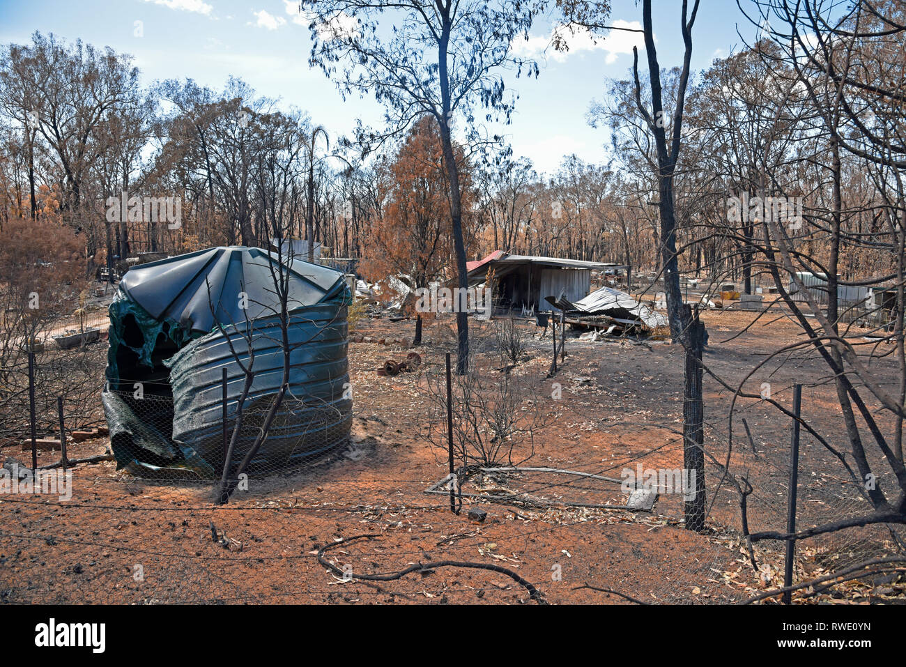 Aftermath of the 2019 bushfire in Tingha in northern new south wales ...