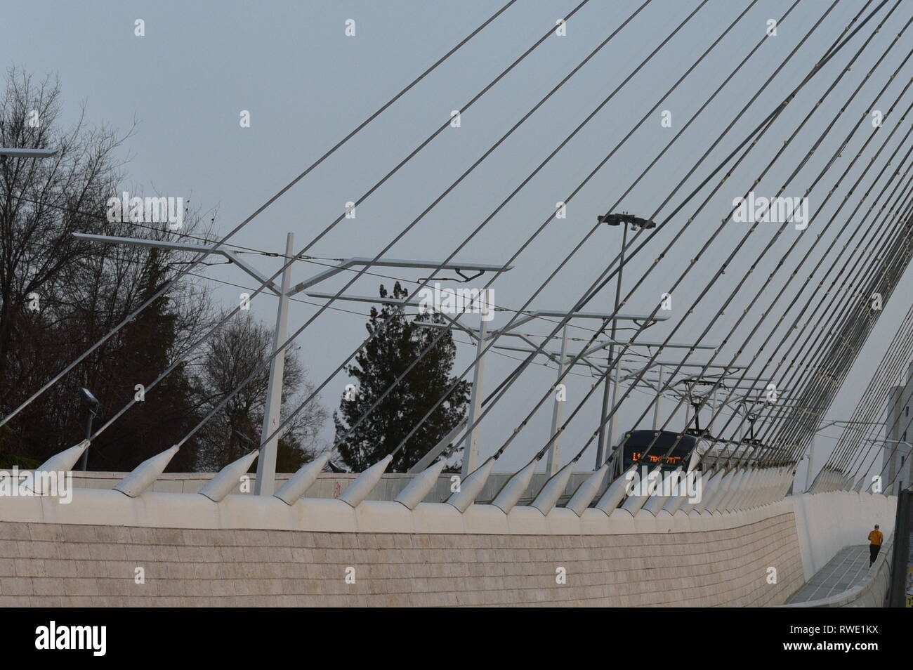 String bridge in Jerusalem Jerusalem bridge tram industry Stock Photo ...