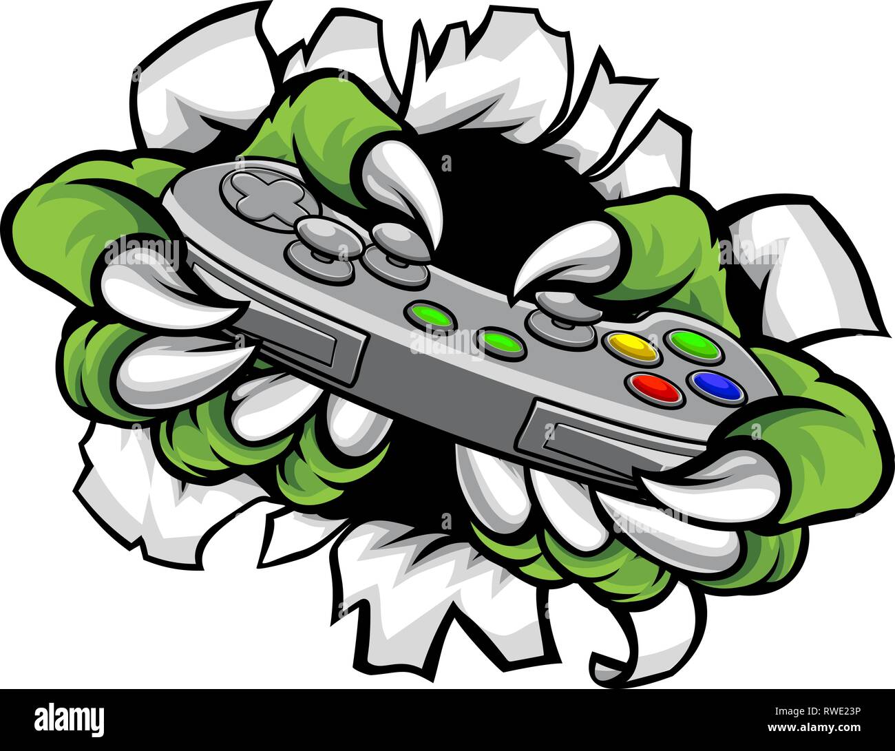 Monster Player Claws Holding Controller Stock Vector Image & Art - Alamy