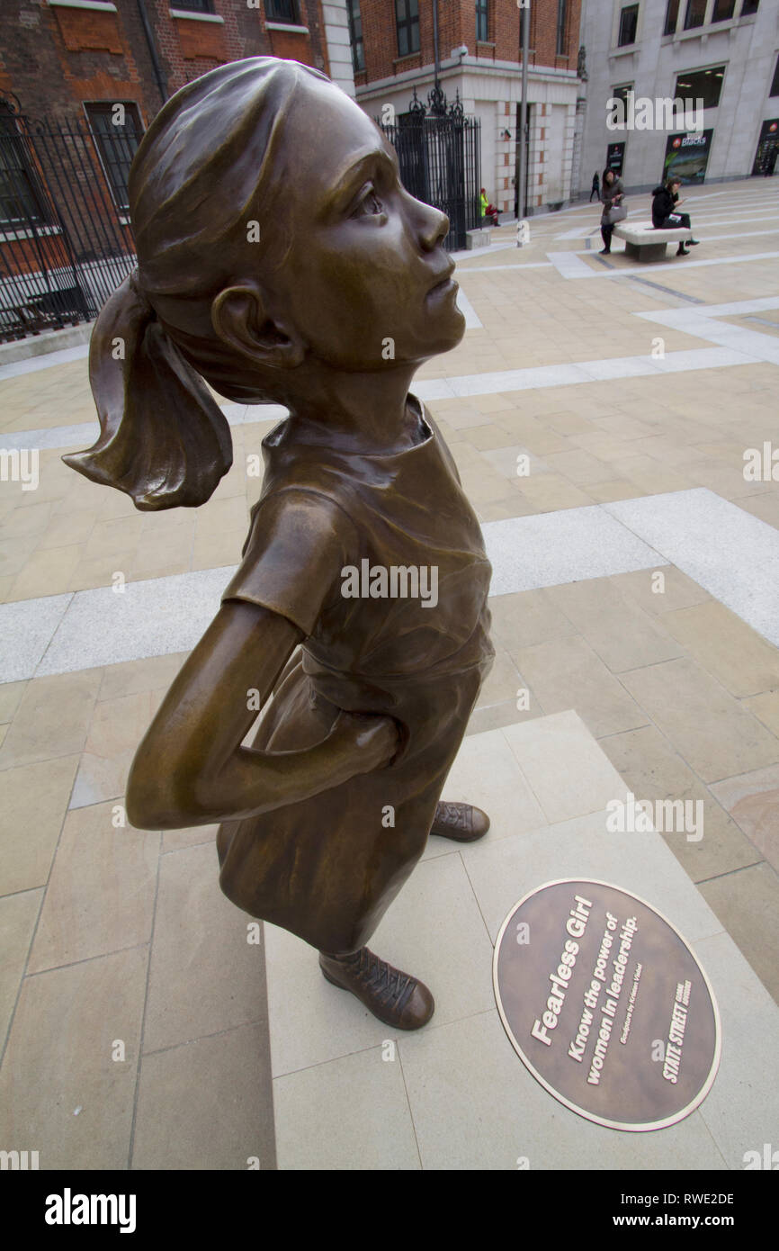 Fearless Girl in London, Statue sculpture of iconic fearless girl in ...