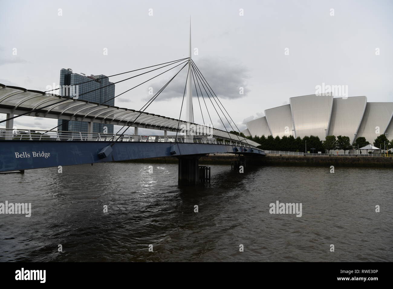 Bell's Bridge, pedestrian bridge spanning the River Clyde in Glasgow ...