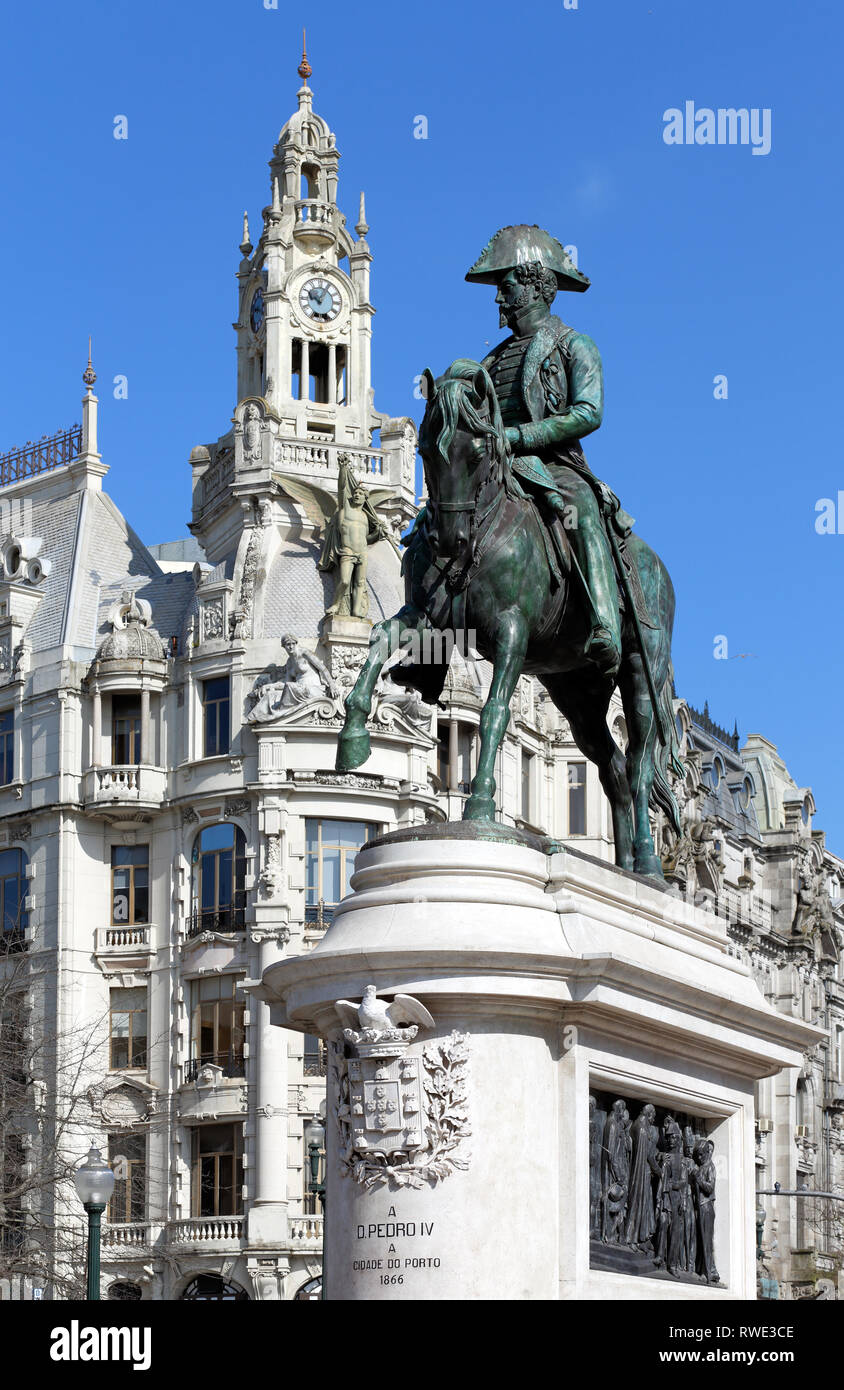 Equestrian statue of King Pedro IV of Portugal (Pedro I of Brazi)l, a ...