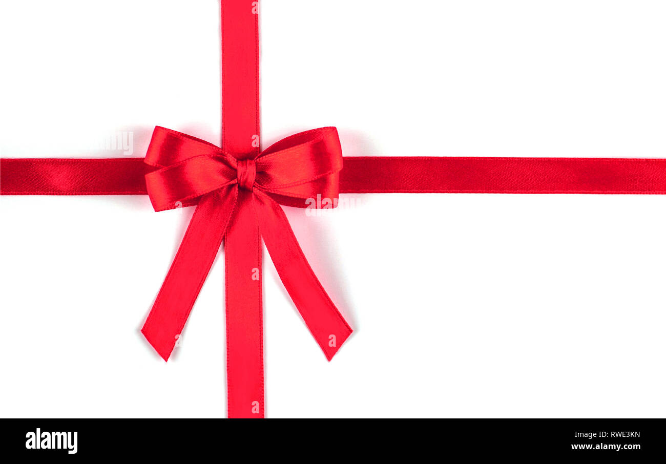 Shiny red silk ribbon on white background Stock Photo - Alamy