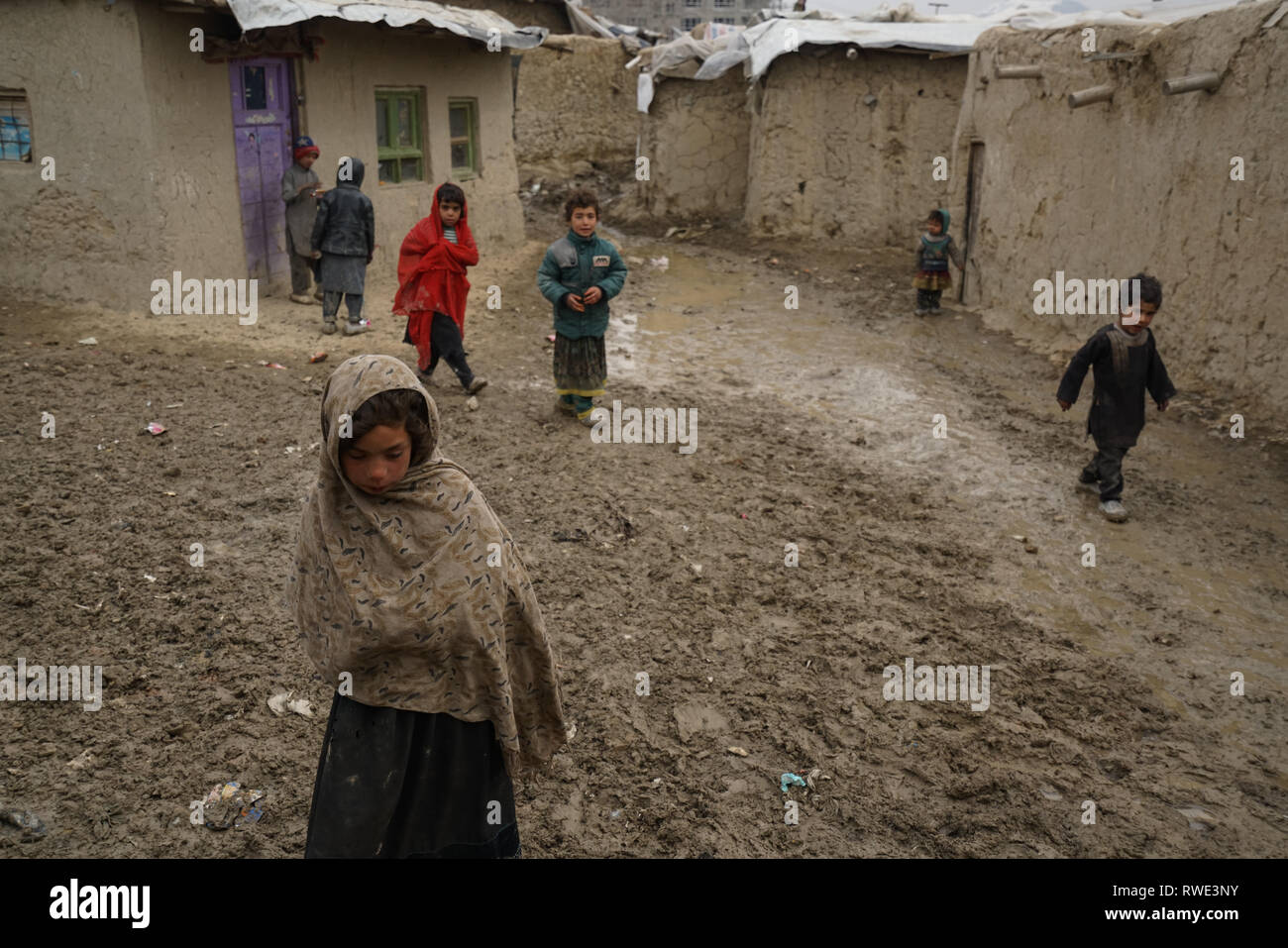 People in an IDP camp on the outskirts of Kabul, Afghanistan, 28 Feb ...