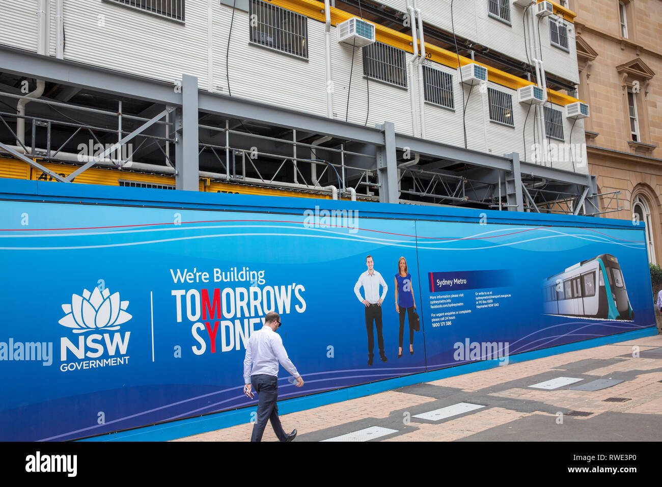 Sydney Metro railway project, Bligh street construction site in Sydney ...