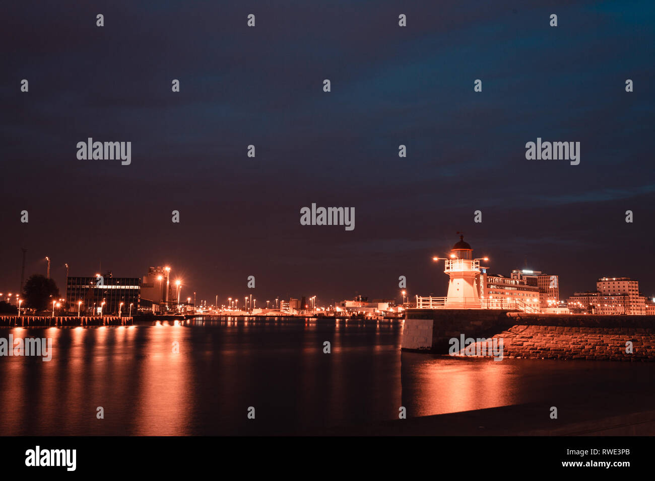 Malmo city urban landscape at night, Sweden Europe Stock Photo - Alamy
