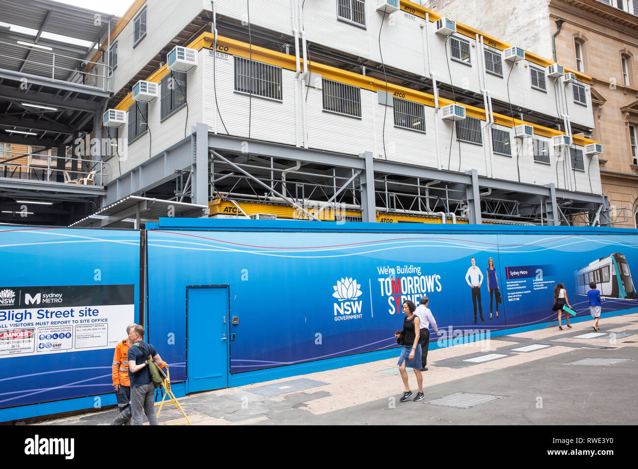 Sydney Metro railway project, Bligh street construction site in Sydney ...