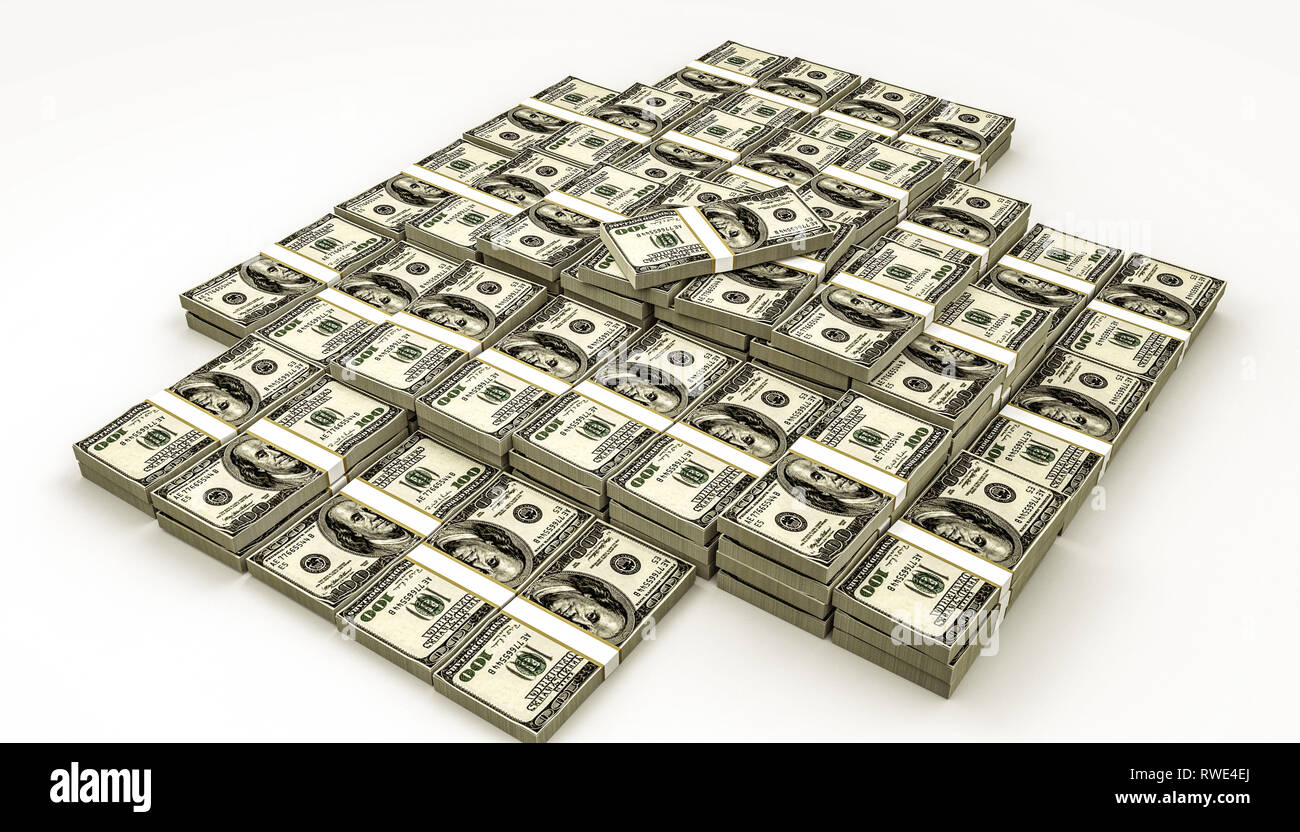 Huge dollar stack isolated on white background Stock Photo - Alamy