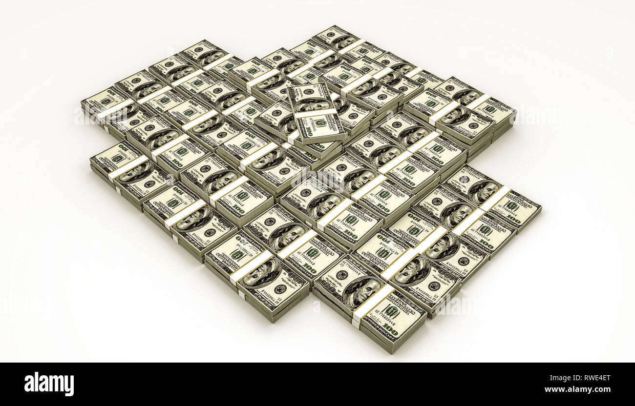 Huge dollar stack isolated on white background Stock Photo - Alamy