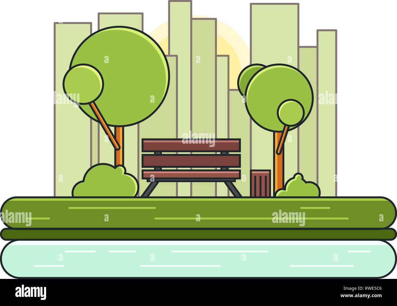 Park. Vector Nature Landscape. Empty Urban Garden Stock Vector Image ...