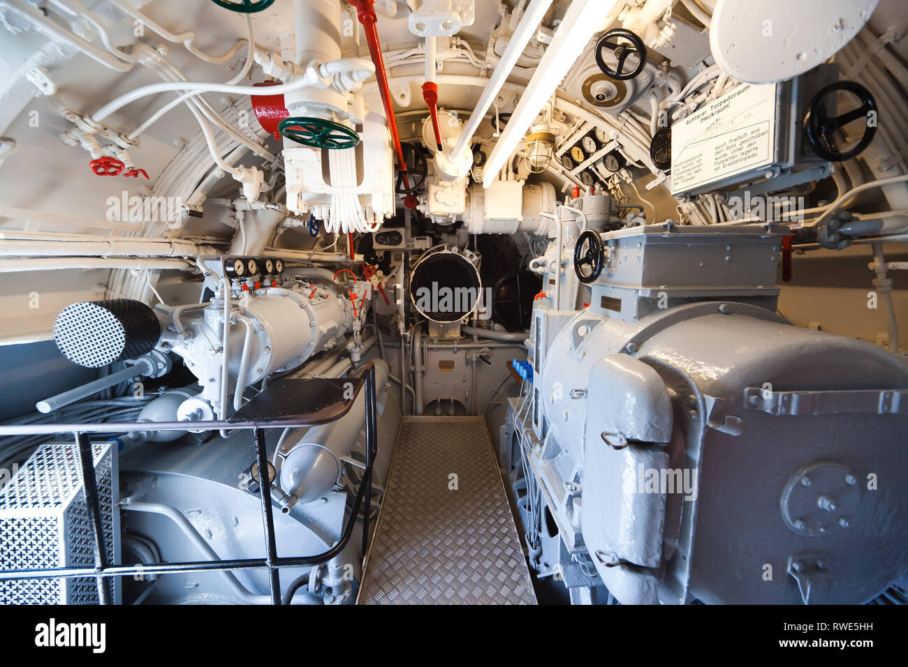 German world war 2 submarine - aft torpedo room - ultra wide angle ...