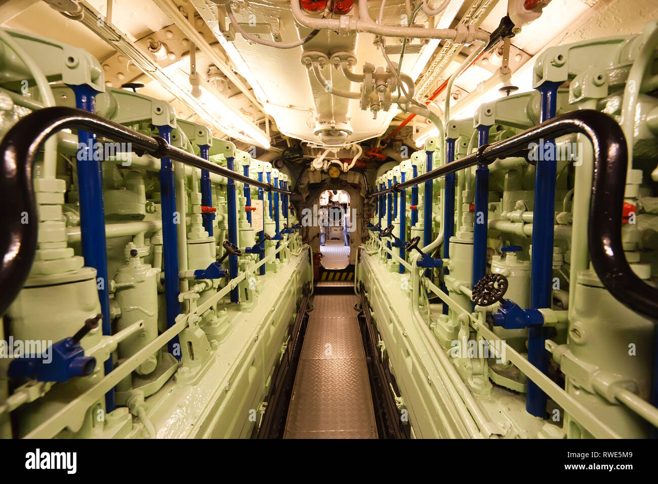German world war 2 submarine type VIIC/41 - diesel engine compartment ...