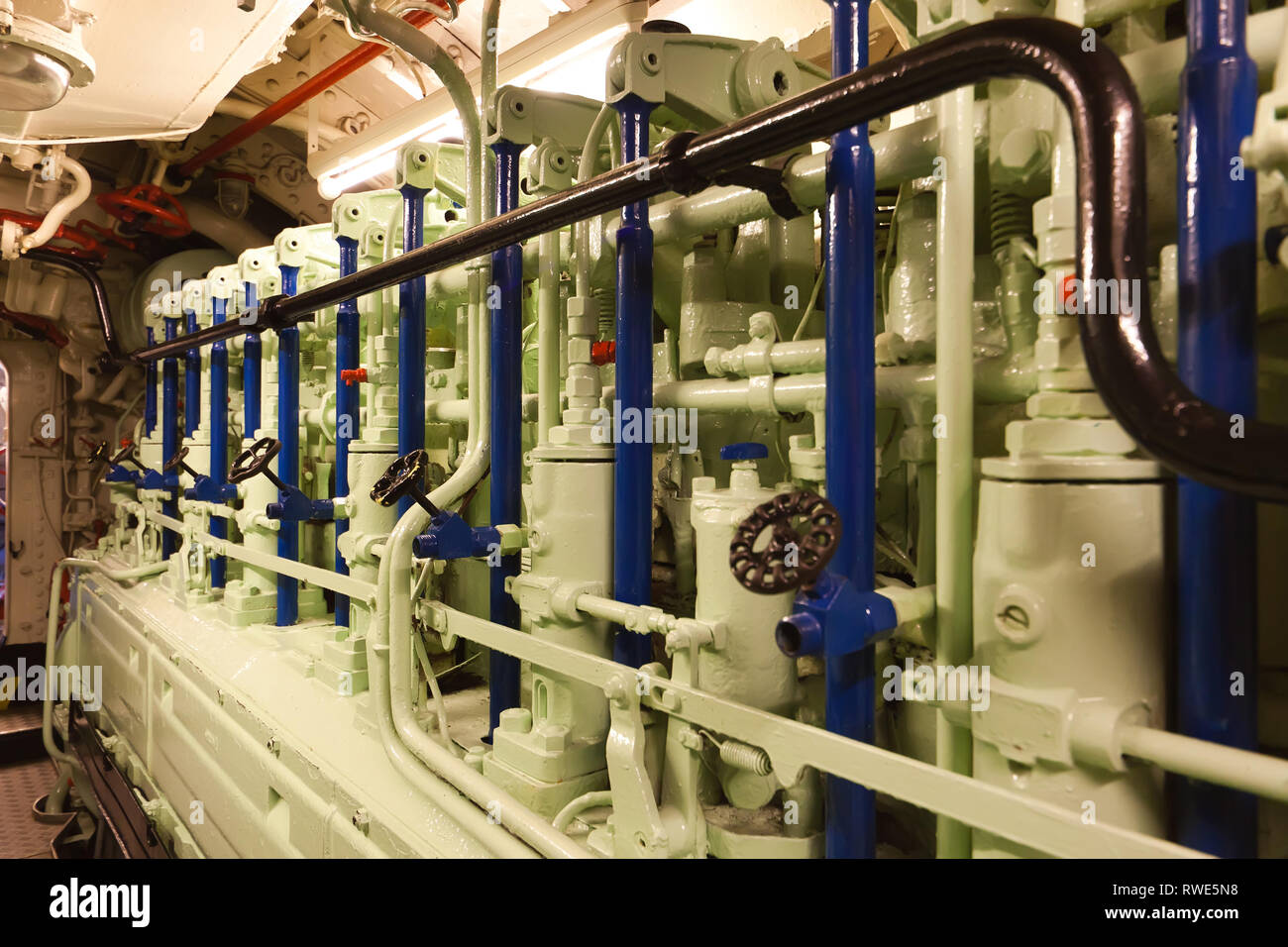 German world war 2 submarine type VIIC/41 - diesel engine compartment ...