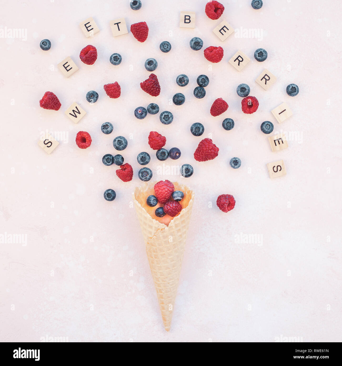 Creative Summer concept composition flat lay top view sweet fresh red ...