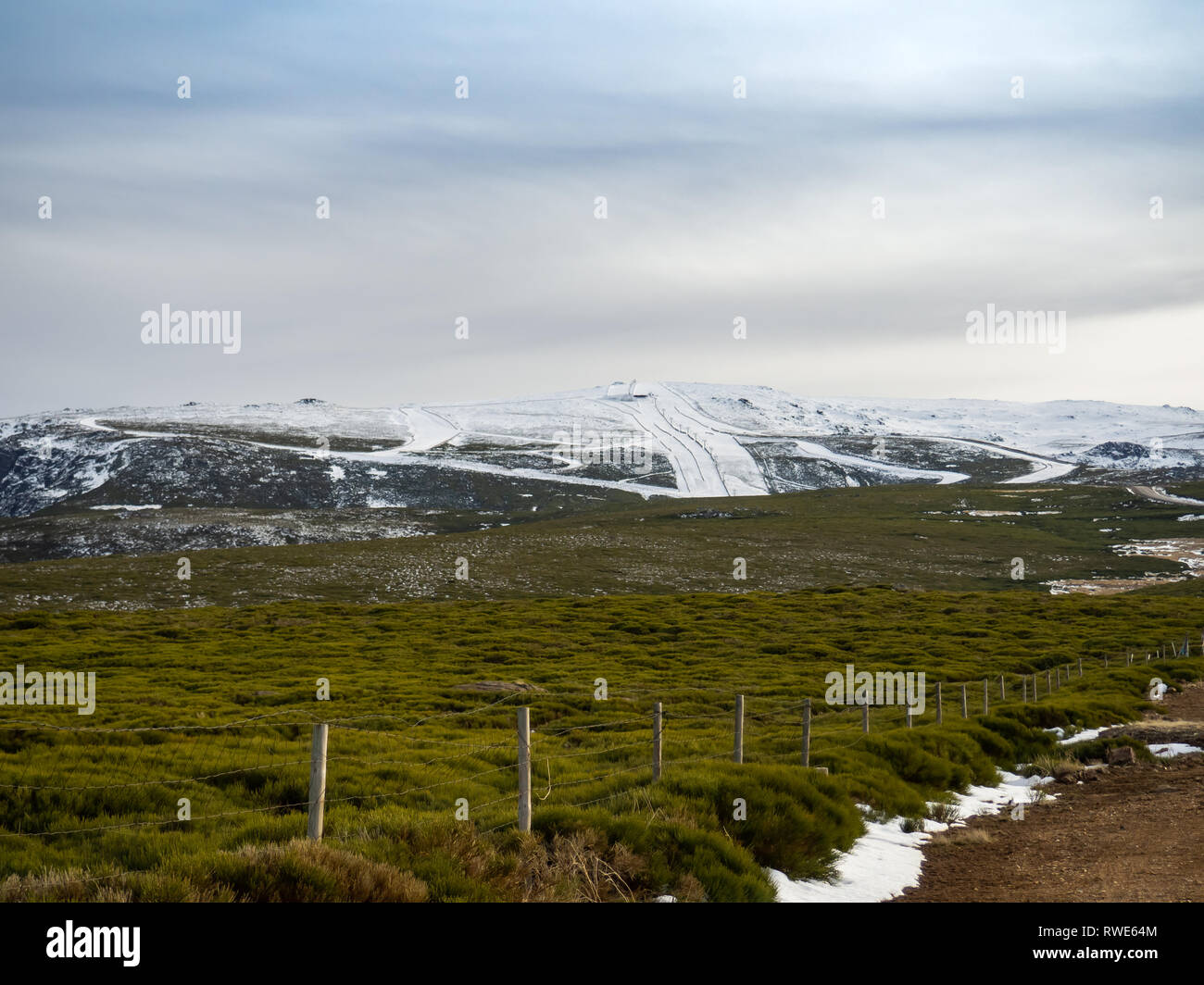 Aerial view of a mountain landscape on La Covatilla, Bejar (Salamanca ...