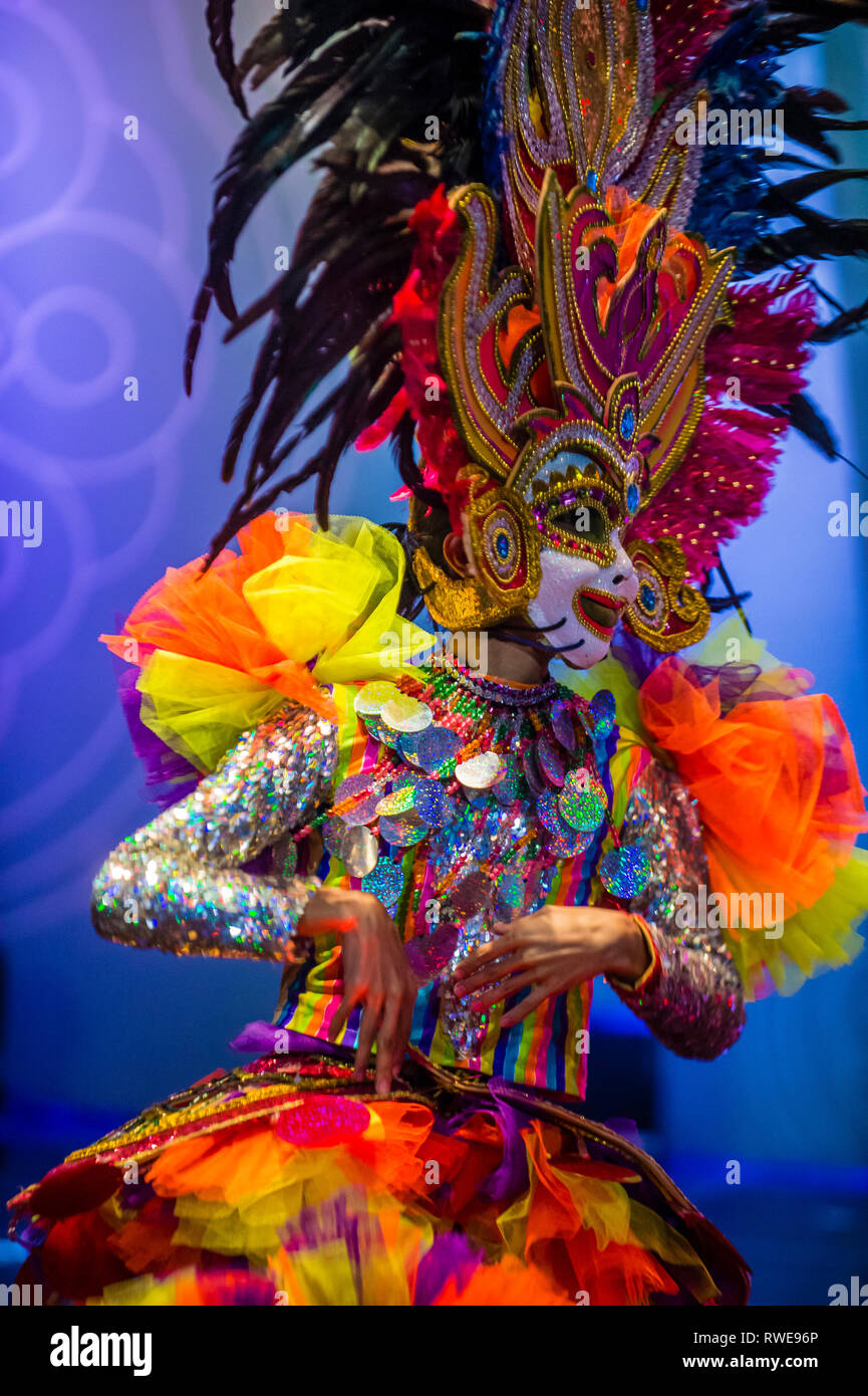 Filipino dancer from the Masskara festival of Bacolod perform at the ...
