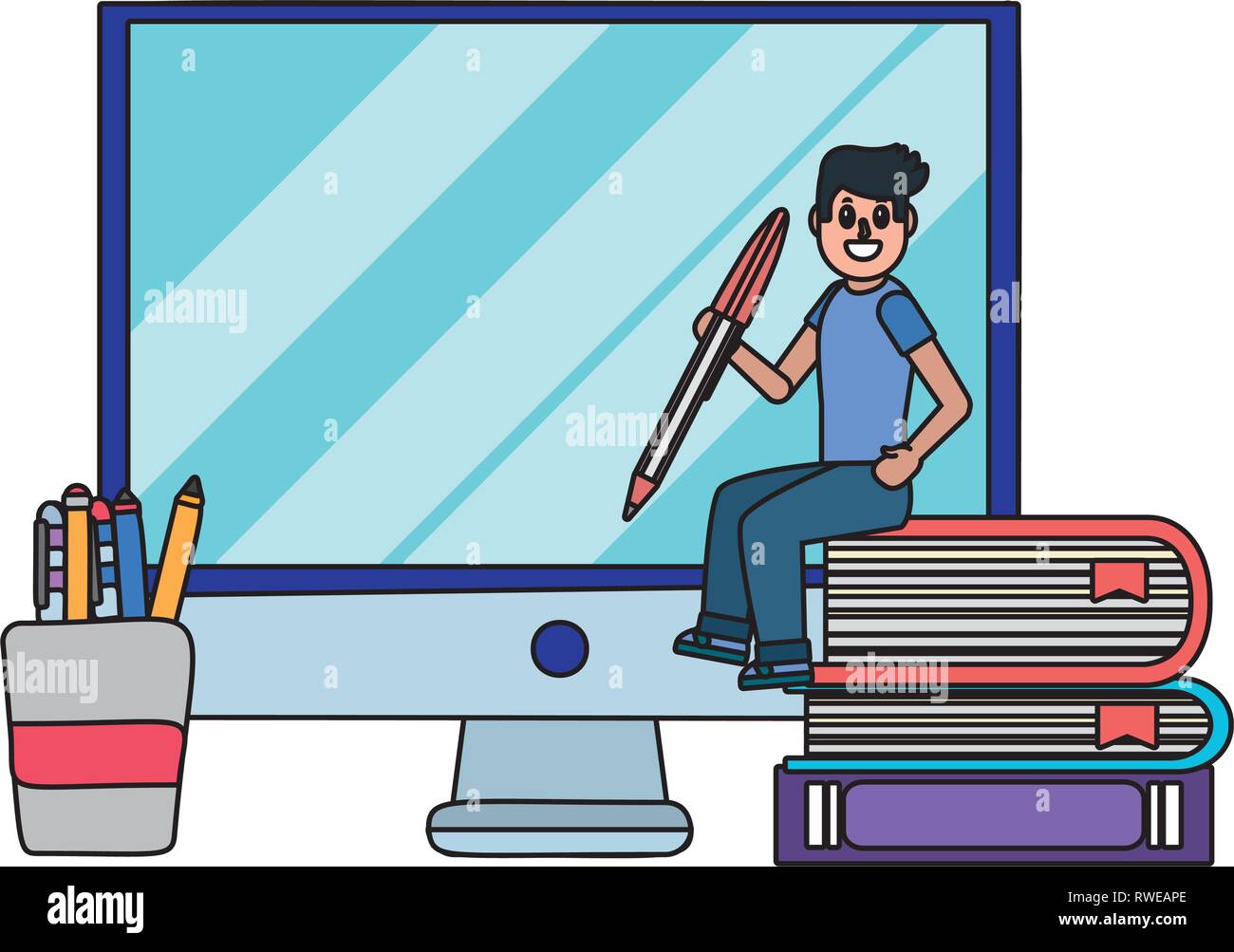 online education man cartoon Stock Vector Image & Art - Alamy