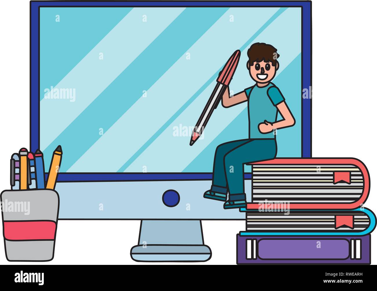 online education man cartoon Stock Vector Image & Art - Alamy