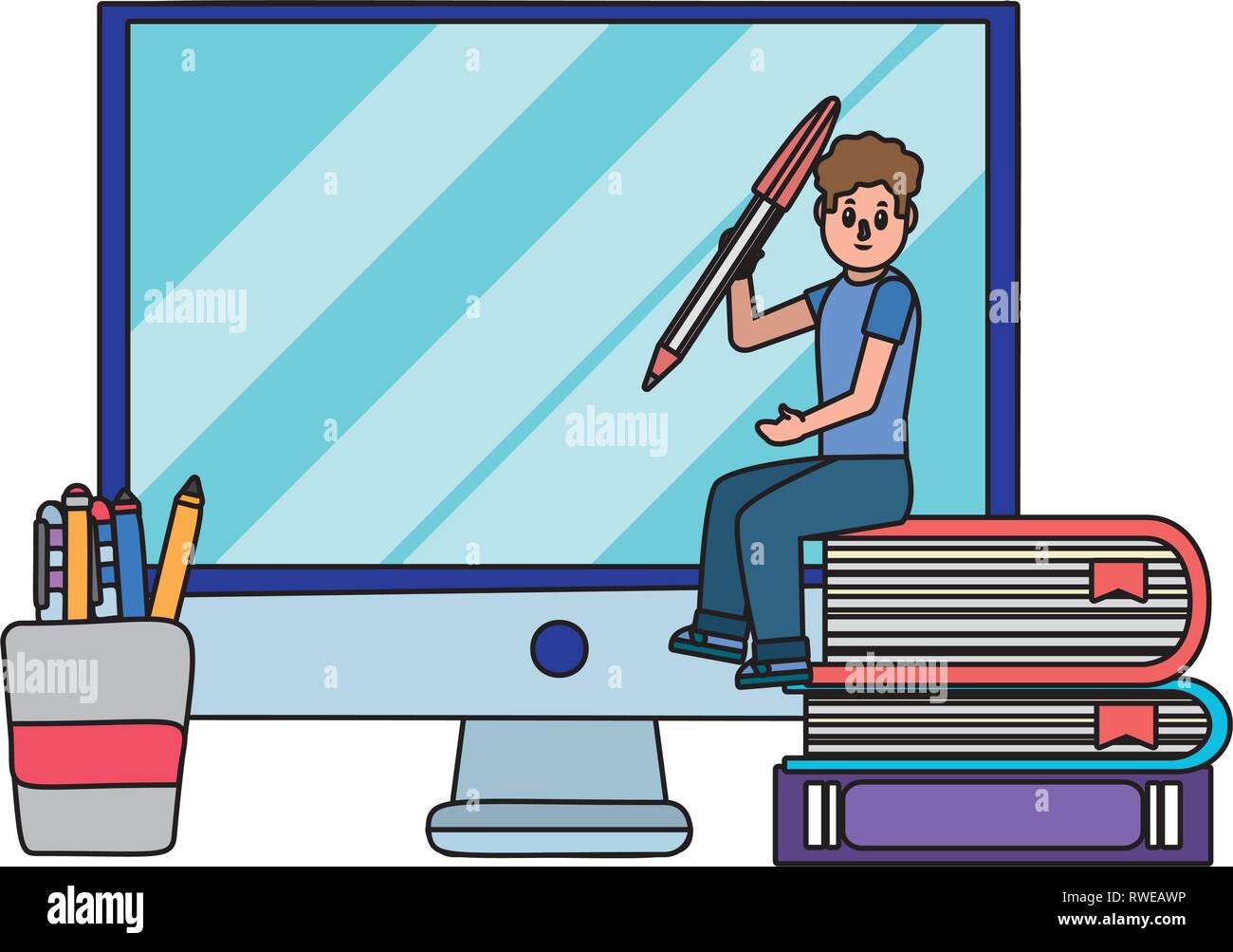 online education man cartoon Stock Vector Image & Art - Alamy