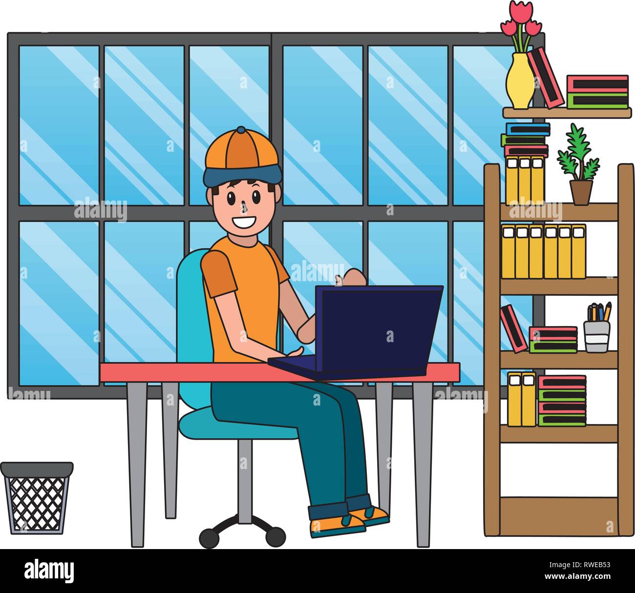 online education man cartoon Stock Vector Image & Art - Alamy