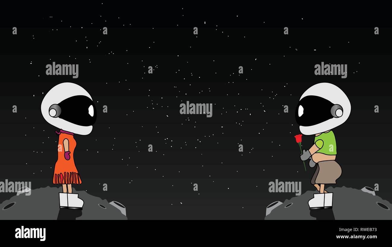 astronauts in space - editable layered illustration - vector ...