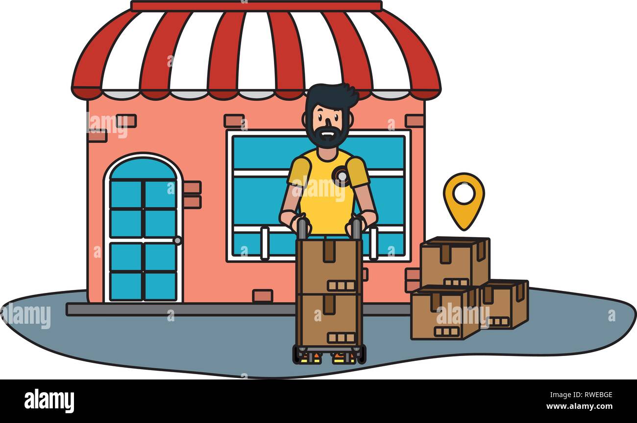 delivery service cartoon Stock Vector Image & Art - Alamy