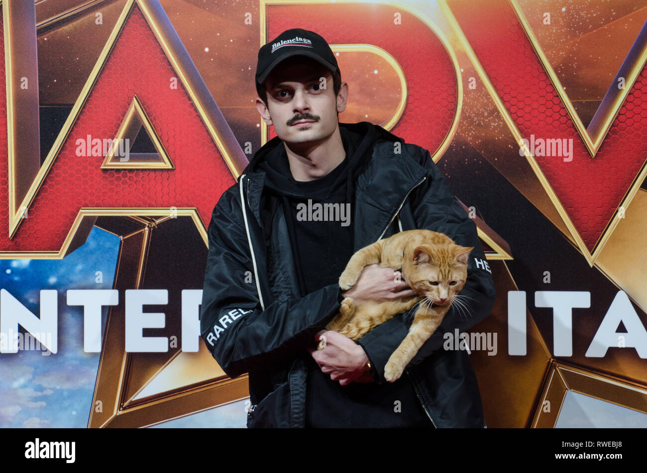 Italian singer and actor Fabio Rovazzi at Captain Marvel premiere red ...