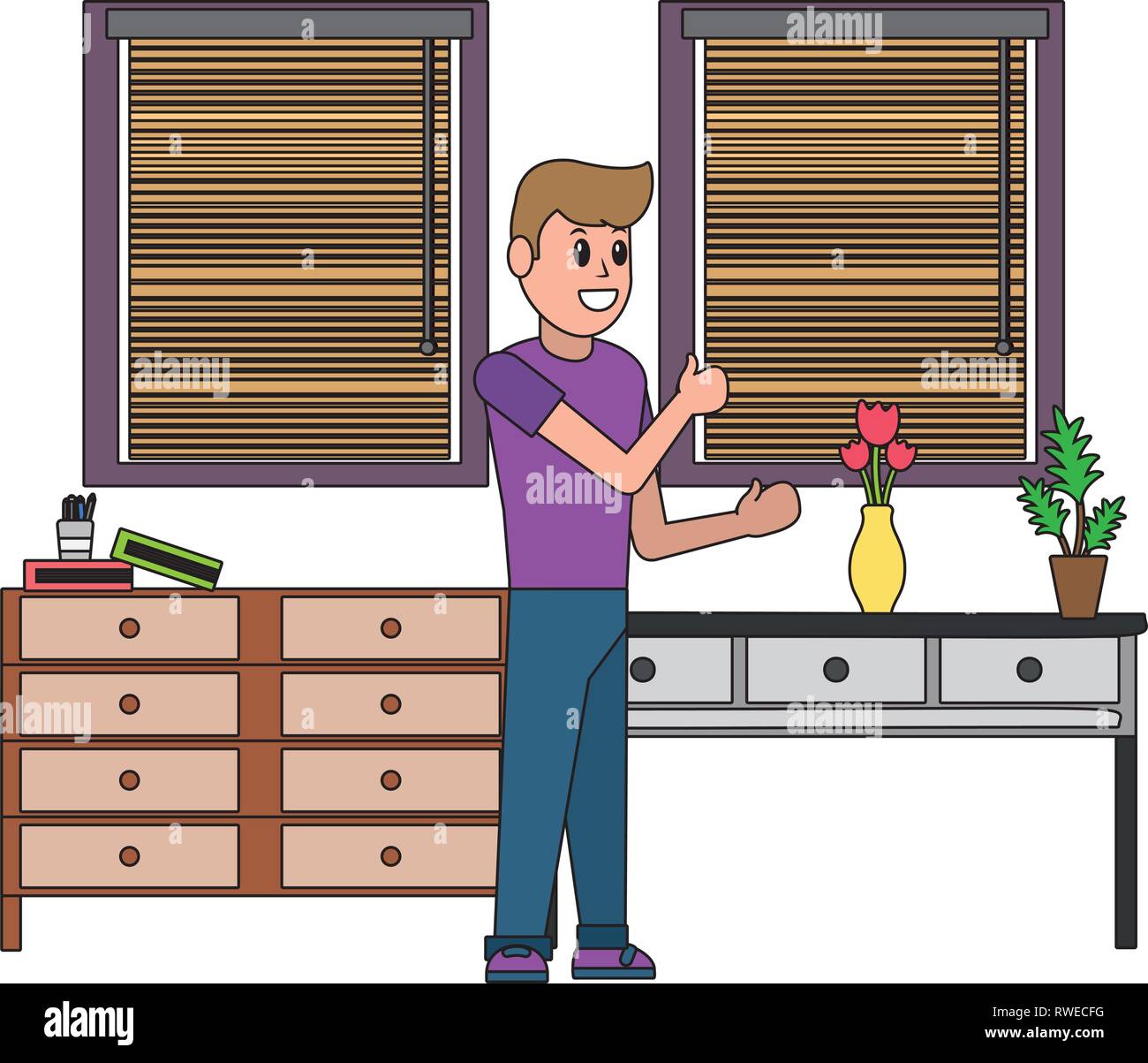 man cartoon at room Stock Vector Image & Art - Alamy