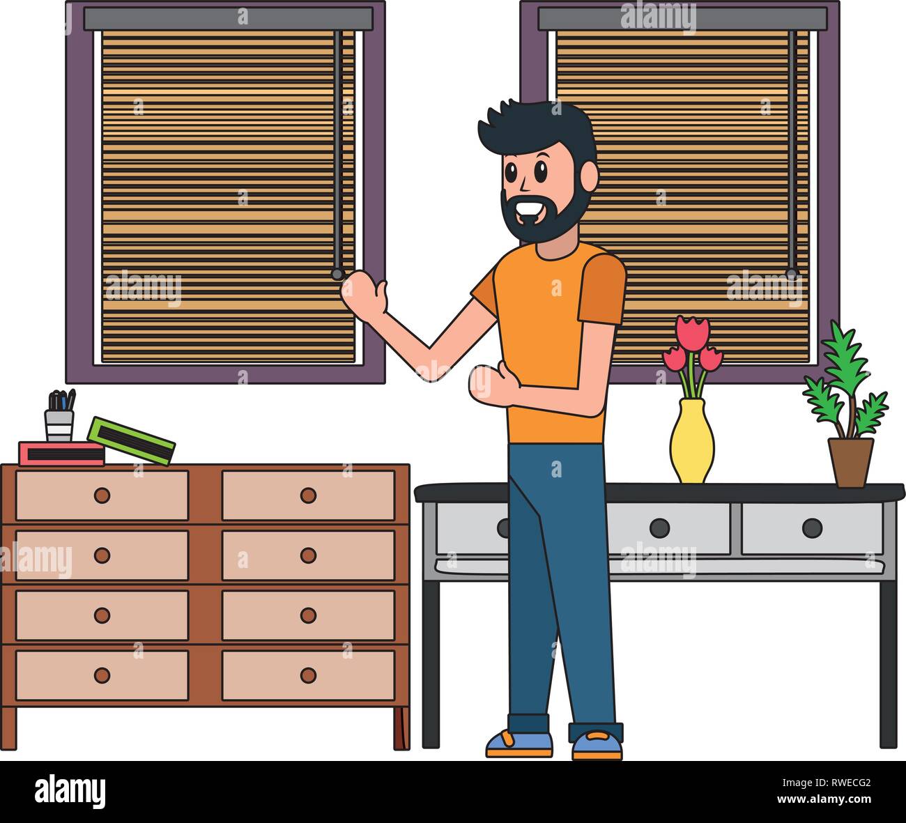 man cartoon at room Stock Vector Image & Art - Alamy
