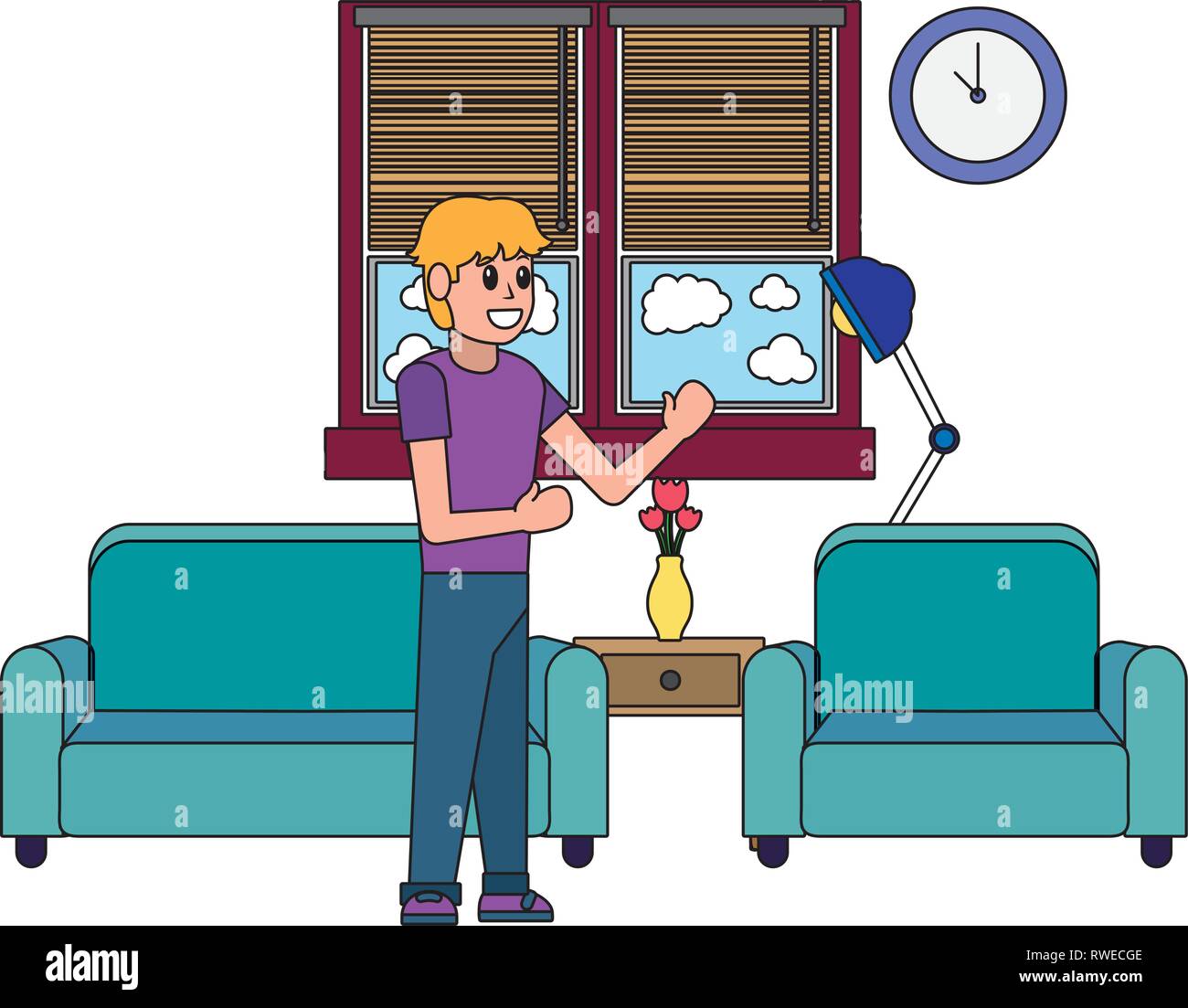 man cartoon at room Stock Vector Image & Art - Alamy