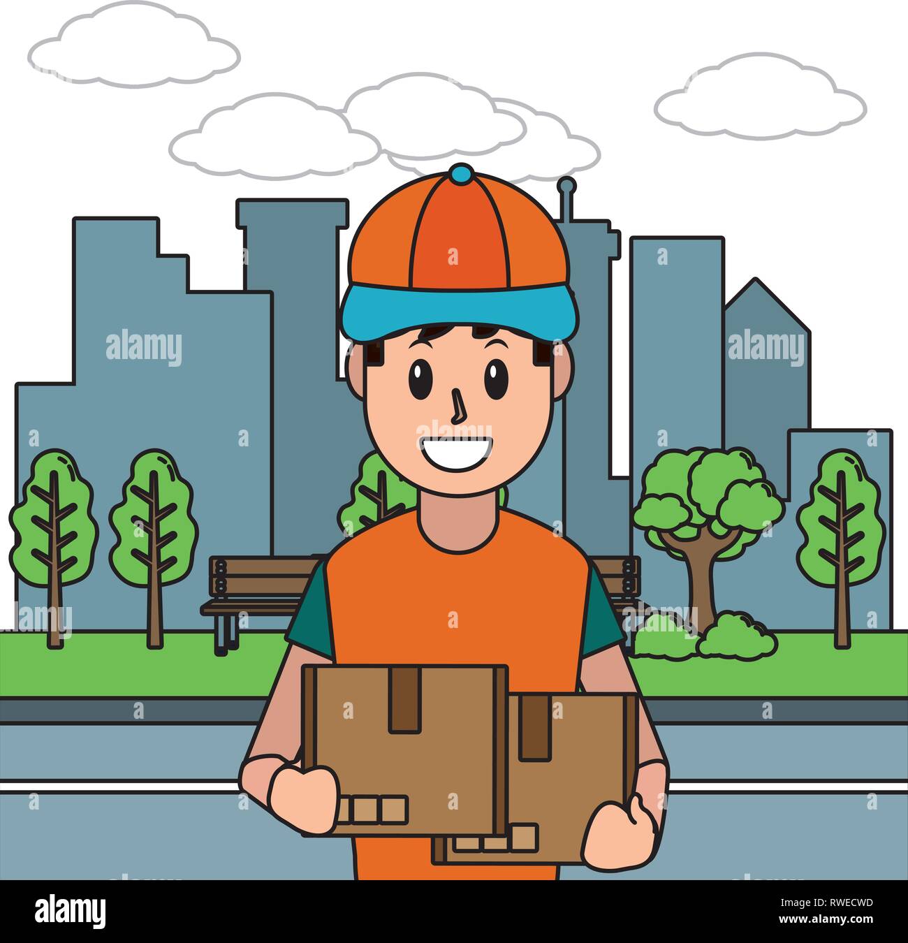 delivery service cartoon Stock Vector Image & Art - Alamy