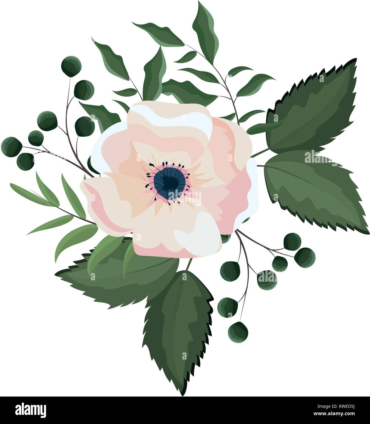 Spring flowers with leaves Stock Vector Image & Art - Alamy