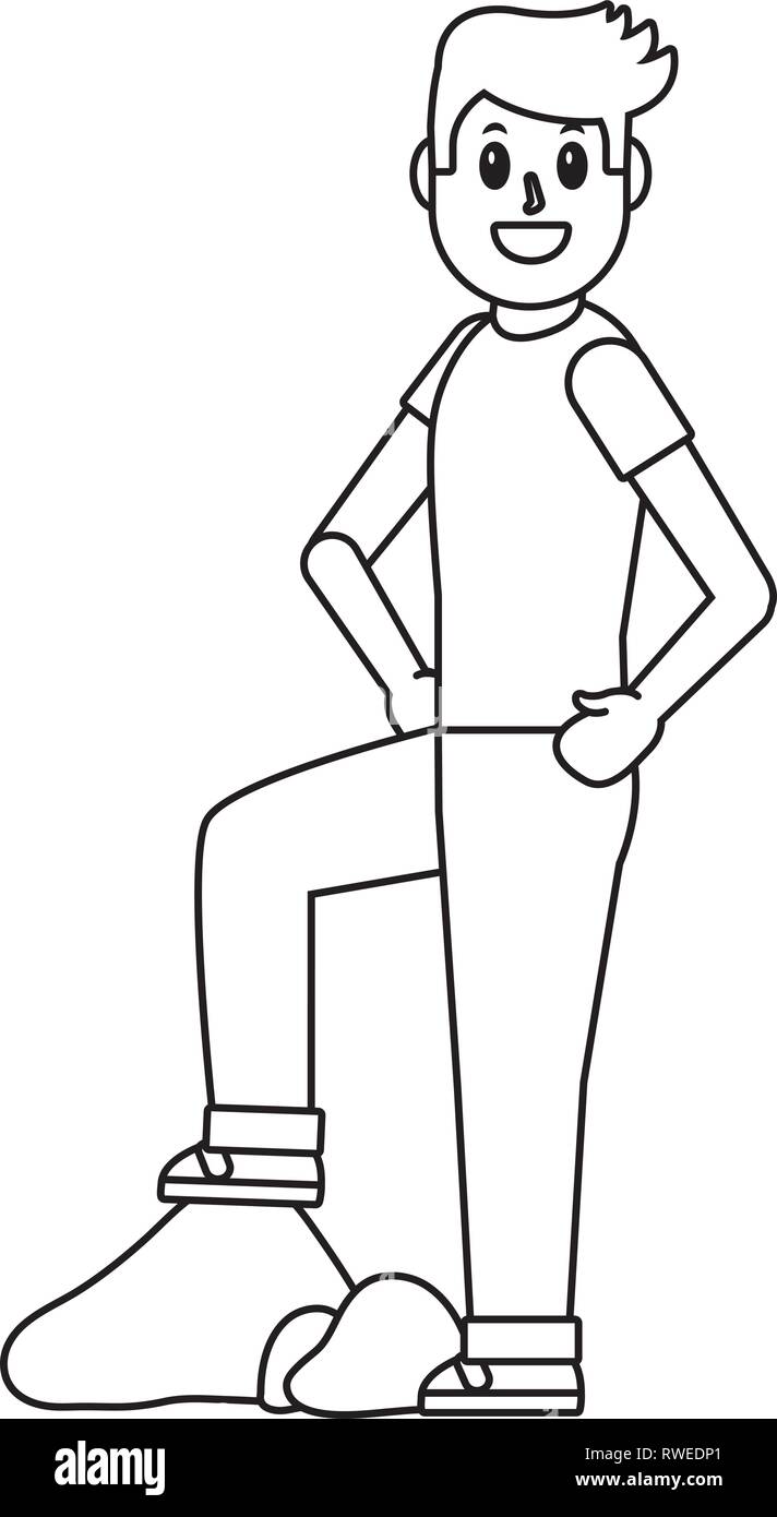 man body cartoon in black and white Stock Vector Image & Art - Alamy