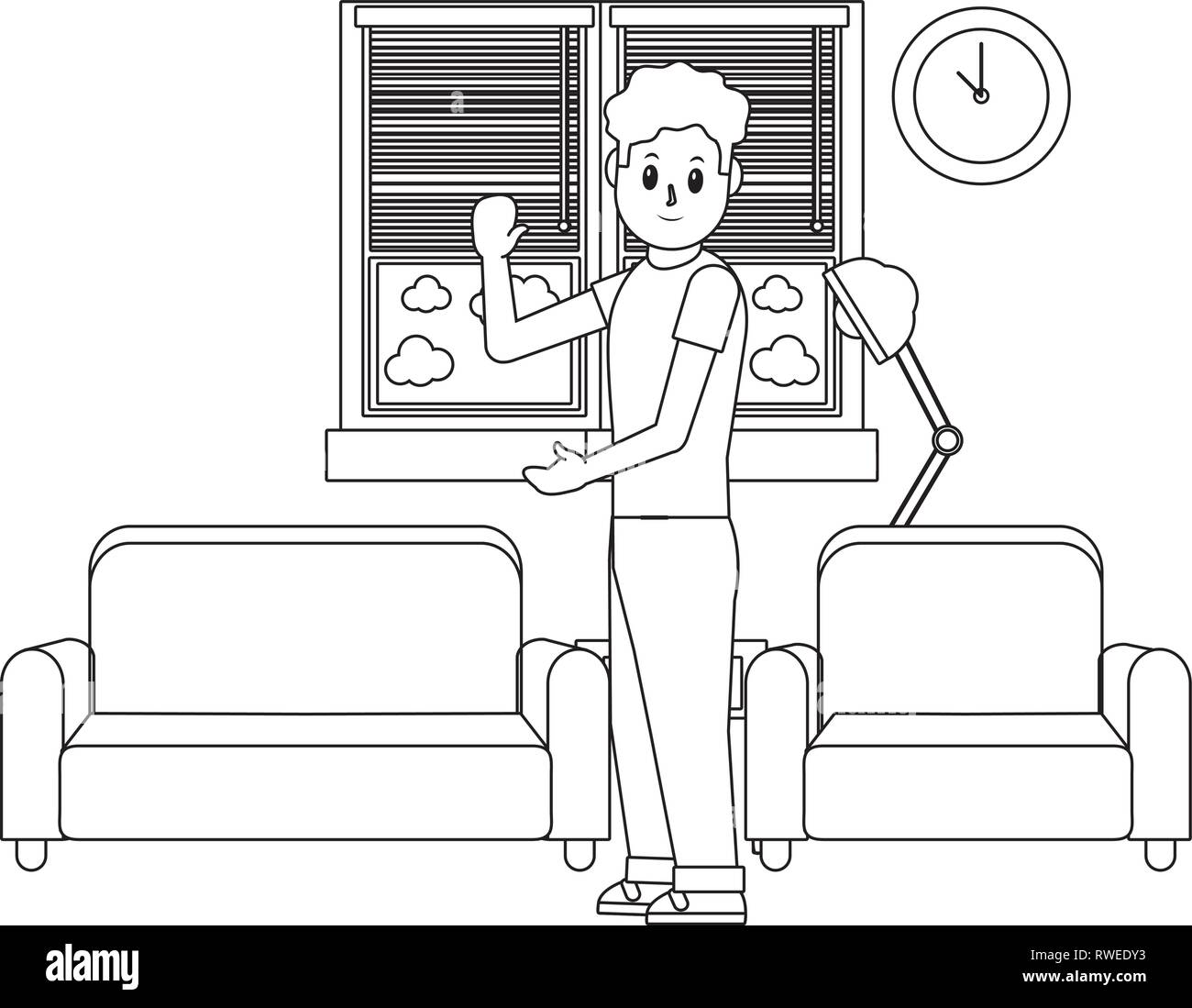 Man looking in window Stock Vector Images - Alamy