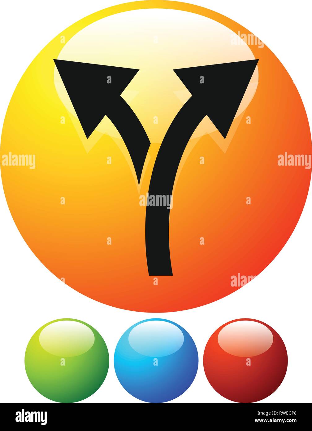 Icon with 2 way arrow. Branch, diversion icon Stock Vector Image & Art ...