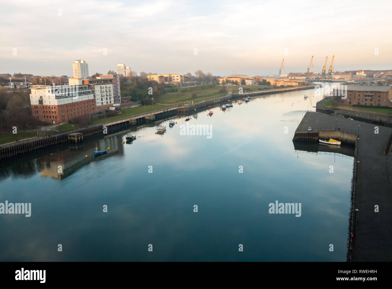 The View of the River Wear at Sunderland from Wearmouth Bridge looking ...