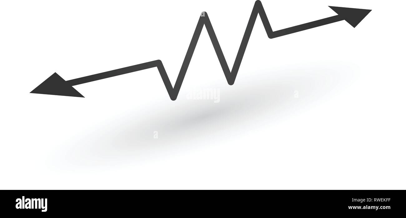Linear Cardiogram with two opposite direction arrows. Cardiology heart ...