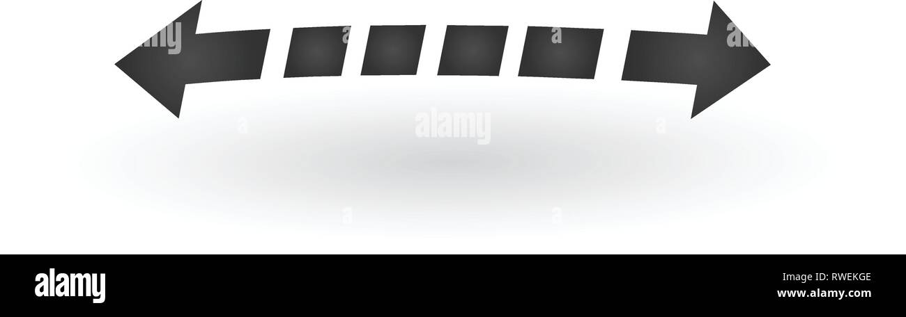 Directional 3d dashed two opposite directions stretch Arrows icon with ...