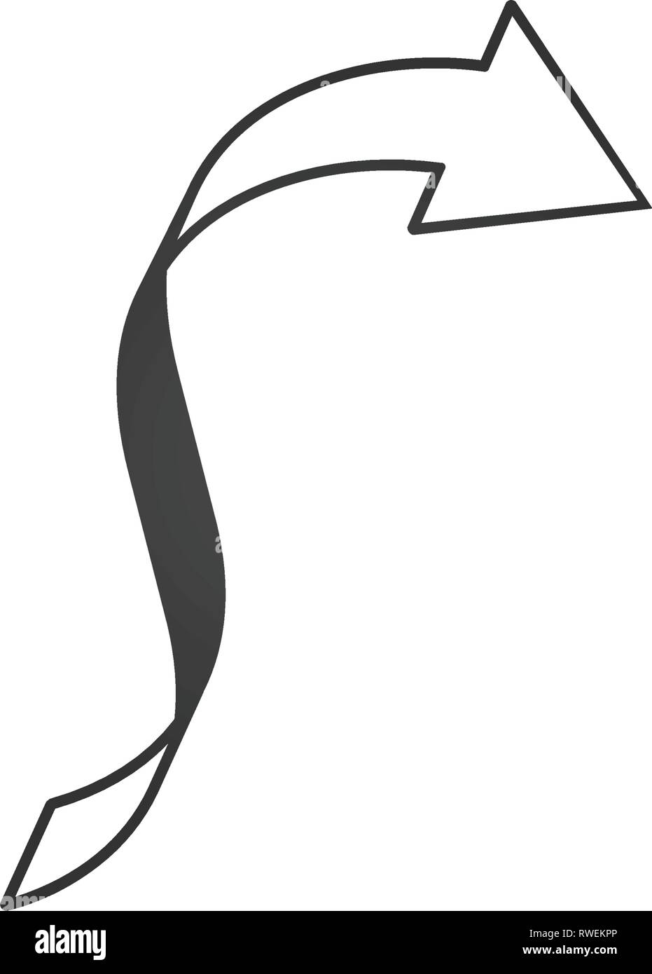 Abstract 3d ribbon like arrow in perspective with shadow, shows ...