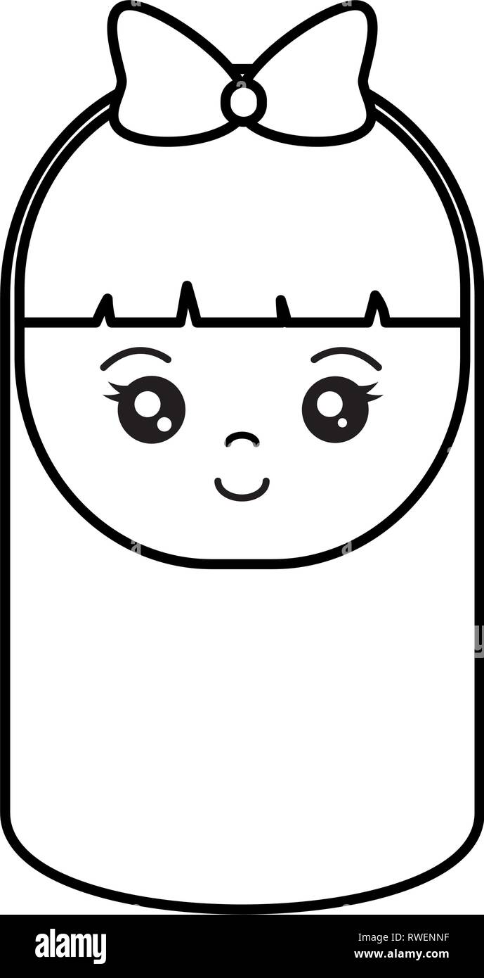 cute and little girl head vector illustration design Stock Vector Image ...