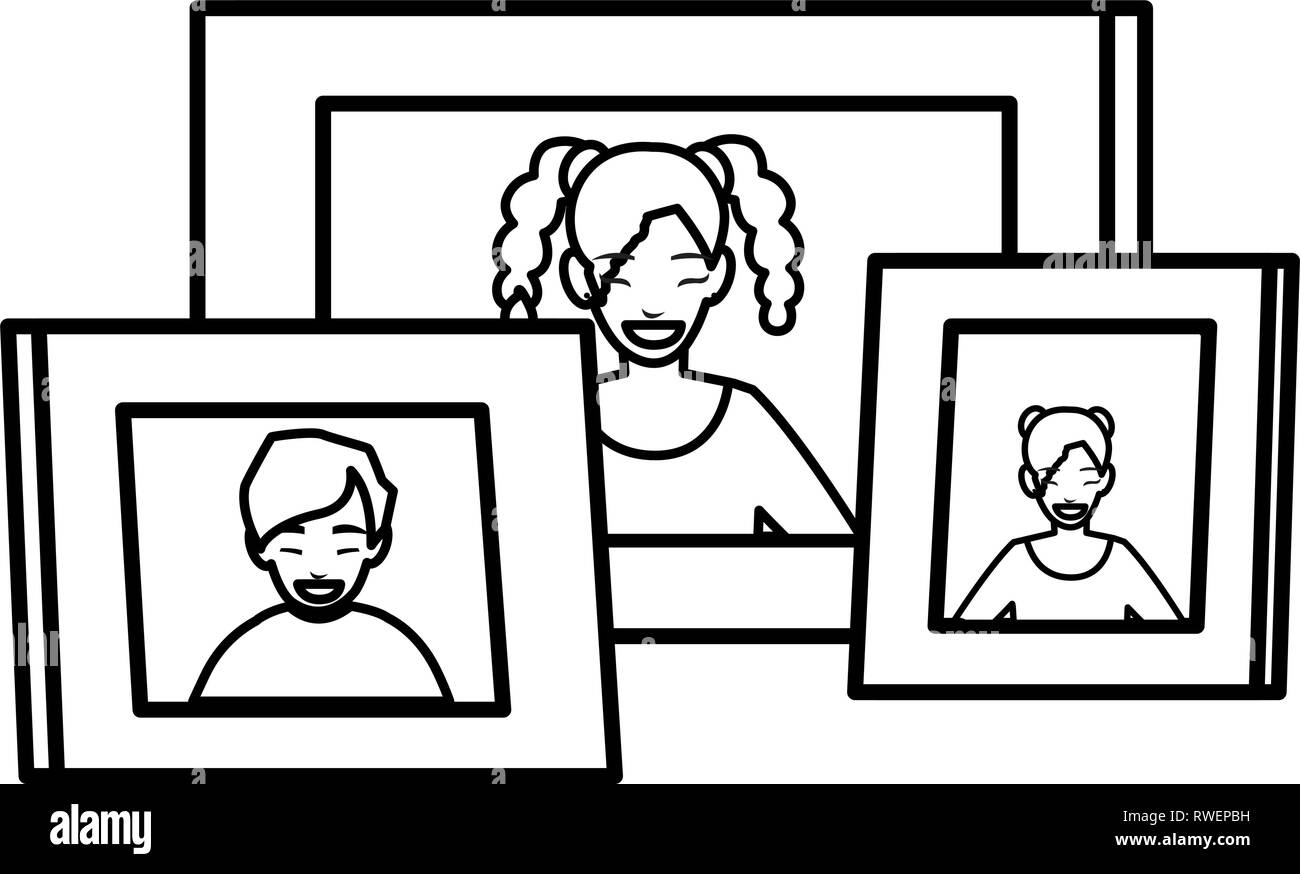 set of portraits pictures vector illustration design Stock Vector Image ...